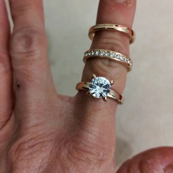 Charlotte Russe | Jewelry | Ladies Gold Plated 3 Ring Cz Set | Poshmark